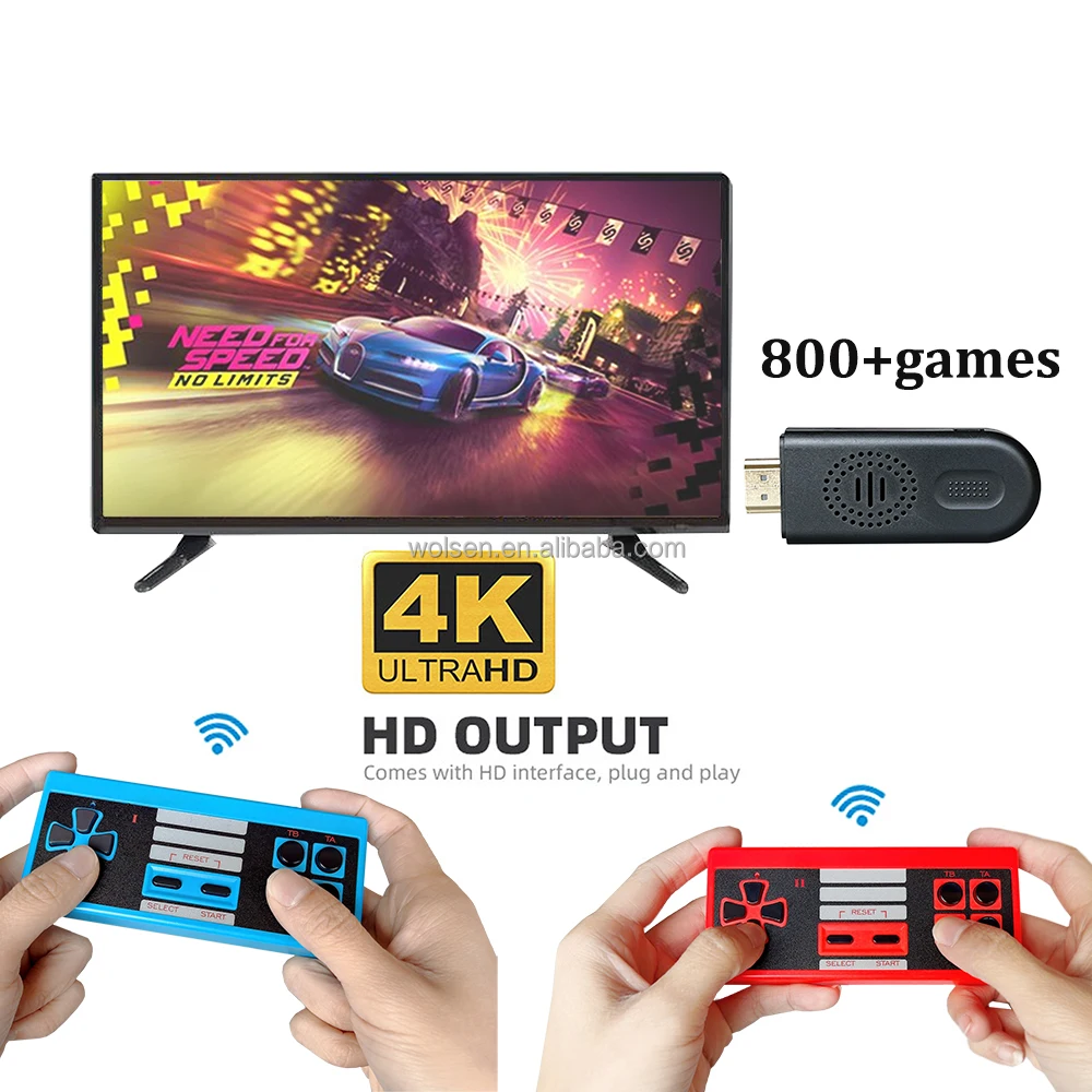 8 Bit HD Mini Game Stick - 1000 Retro Games Wireless Controller