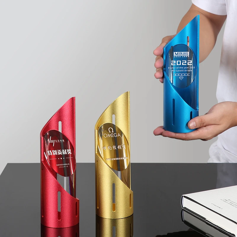 Customized K9 Crystal Cylinder Awards - Eco-Friendly Trophies