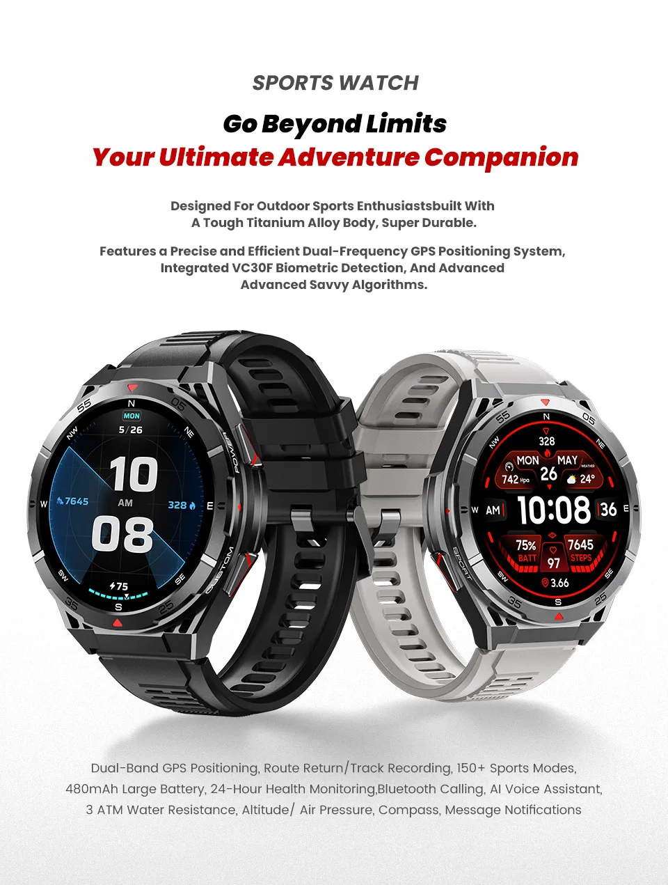 Alibaba.com: X2 GPS Smart Watch with 1.43-inch HD screen, large battery ...