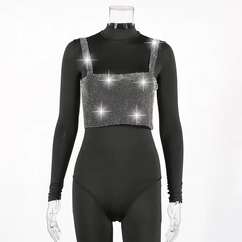 Stock Shinny Crystal Diamond Sparkly Sexy Women Sequins Tank Top Summer ...