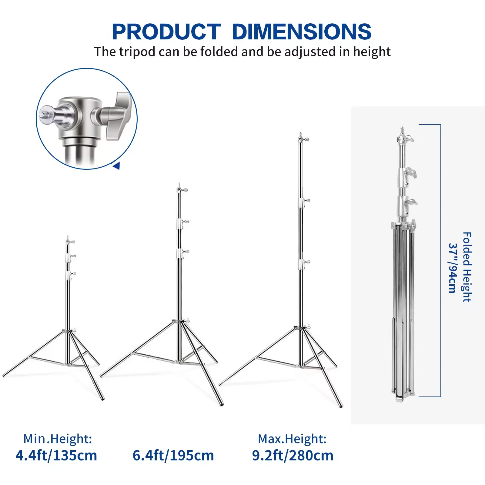 280cm Heavy Duty Spring Cushioned Photography Studio Video Stainless ...