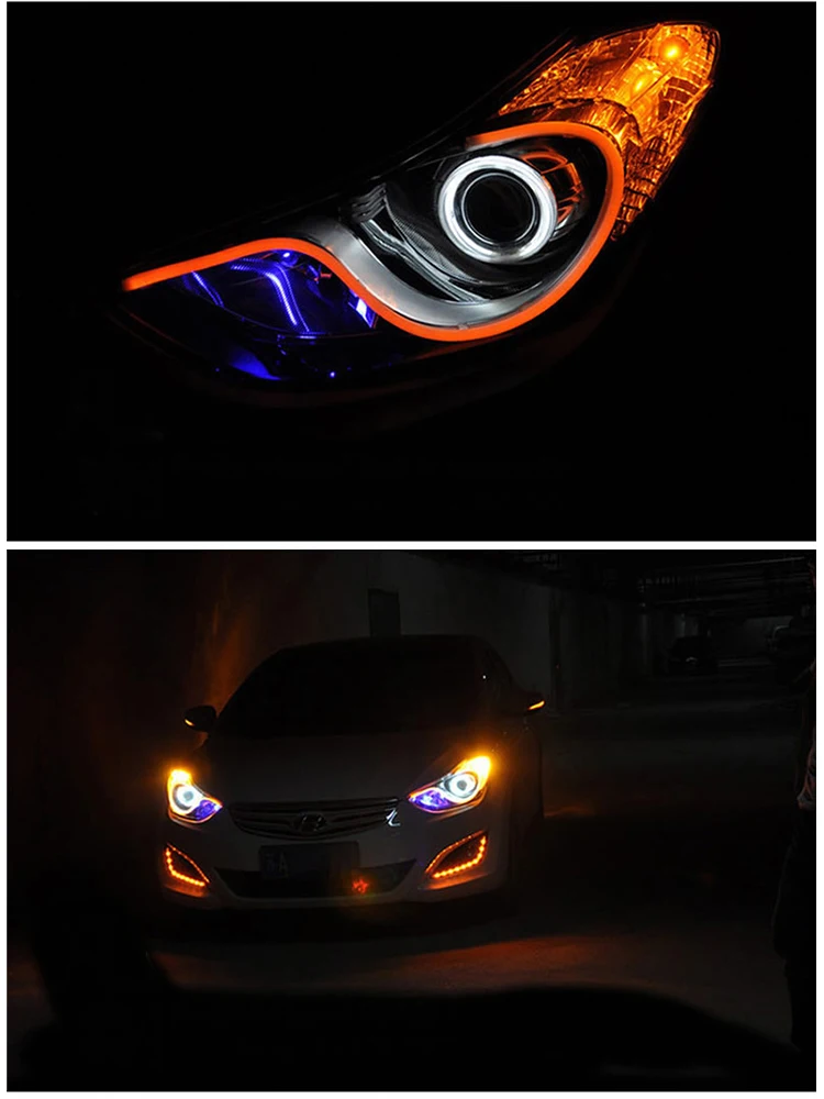 Customized Full Led Headlights For Hyundai Avante Bi-xenon Projector ...