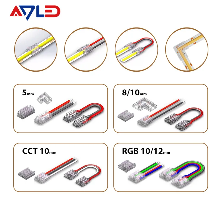 2pin Led Strip Light Connector Solderless 5mm 8mm 10mm 12mm 2 3 4 Pin ...