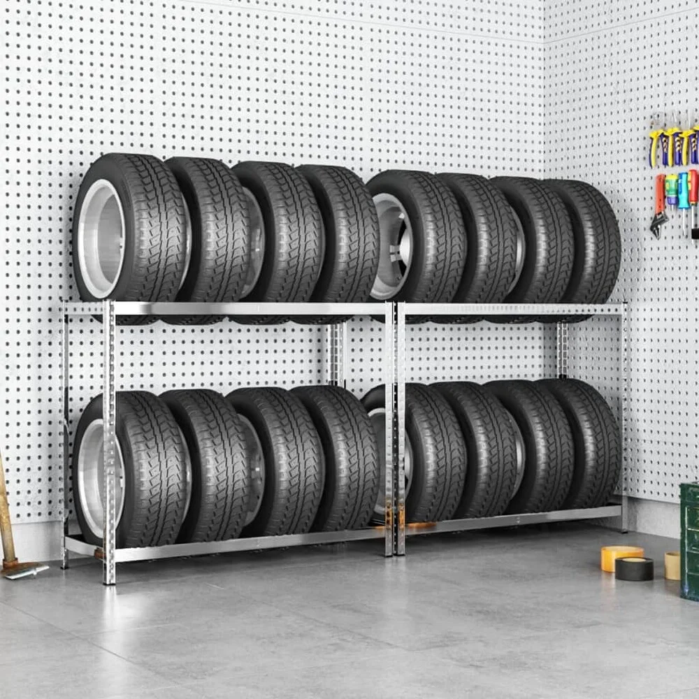 Versatile 3-level Adjustable Tire Rack For Garage Storage Durable Metal ...