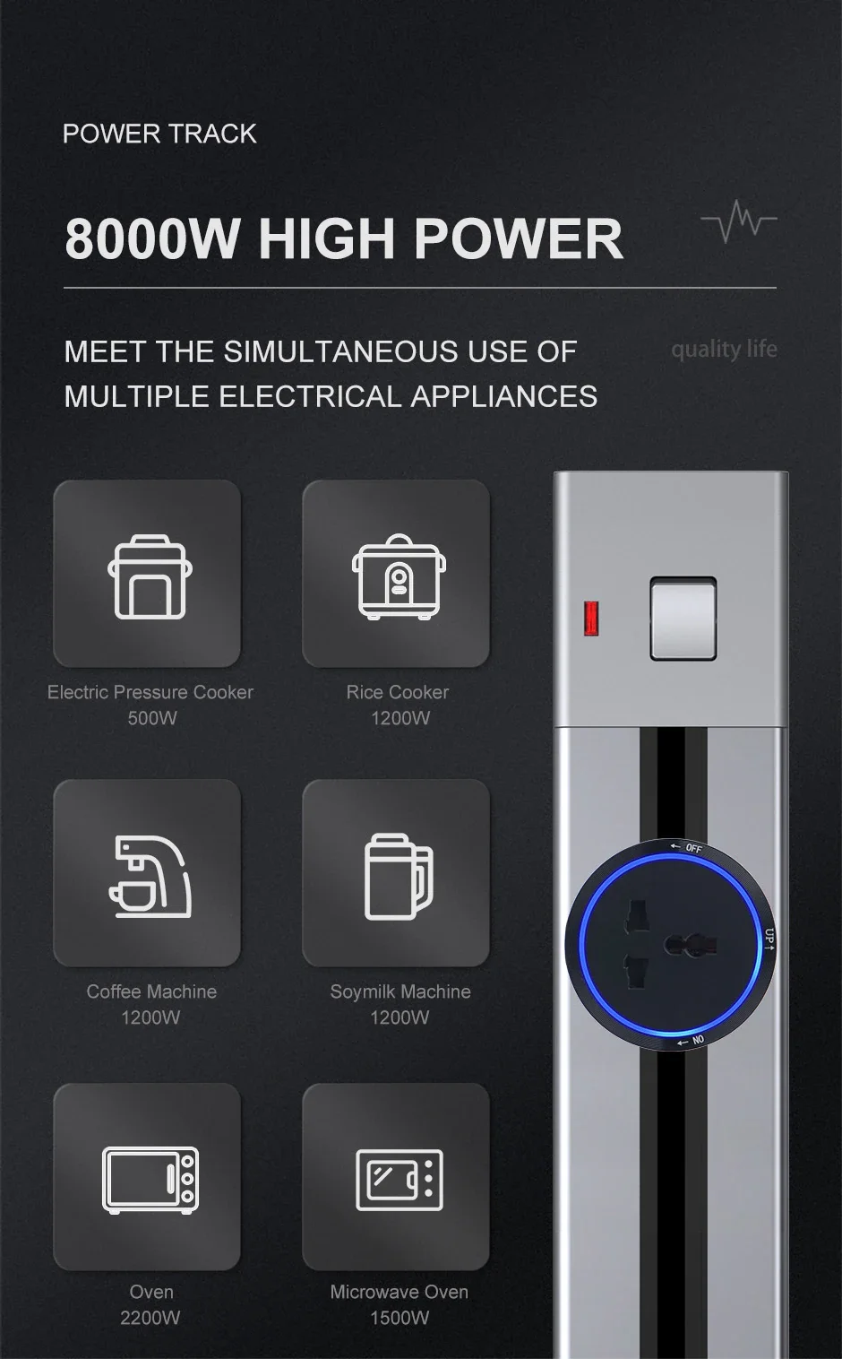 Power Track System Electric Socket With Usb Led Light Kitchen For ...