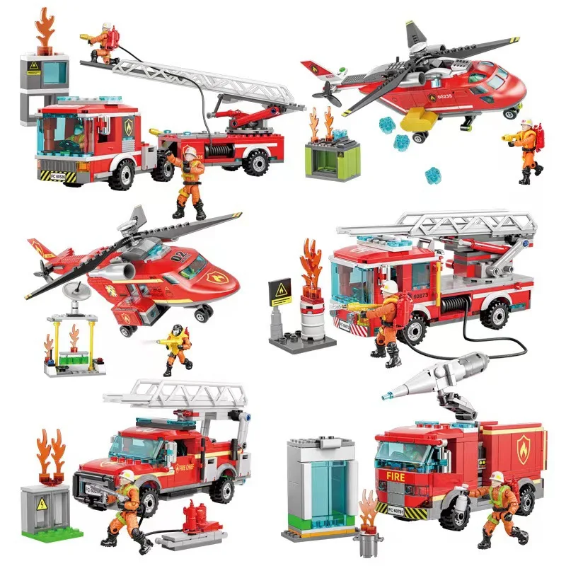 Multiple Styles Fire Fighting Theme Building Block Set Fire Truck Model ...