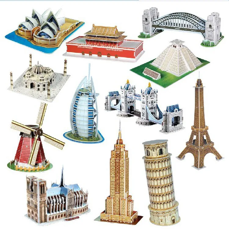 40 Style Diy Cardboard World Famous Architecture Building 3D Puzzle ...