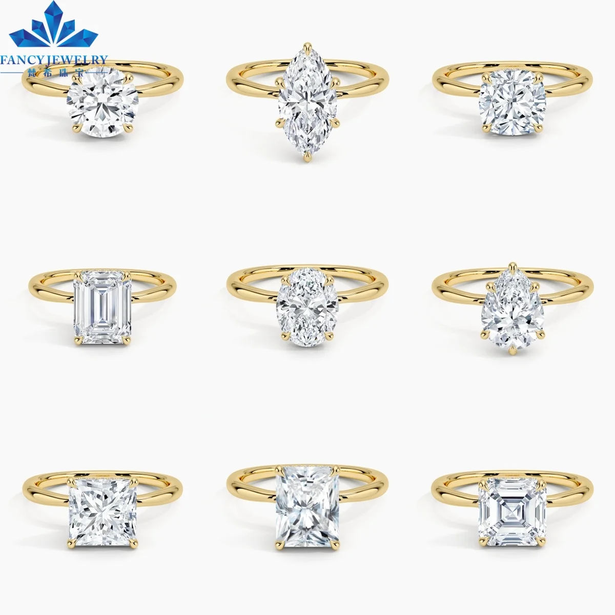 Custom Radiant Cut Lab Diamond Ring 14k 18k Solid Gold IGI Certified ...