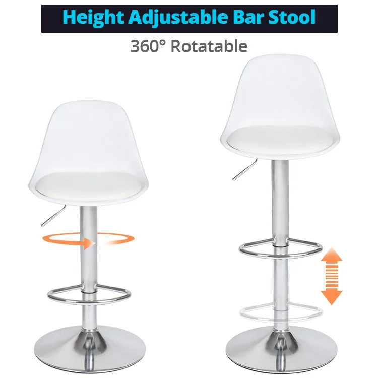 White Modern Luxury Swivel Plastic Pu Leather High Chair Counter ...