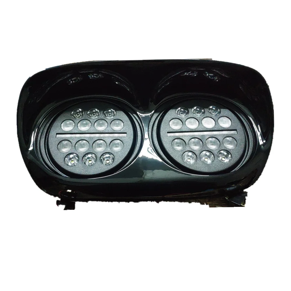 Project Dual LED Headlight Assembly for Motorcycle Road Glide