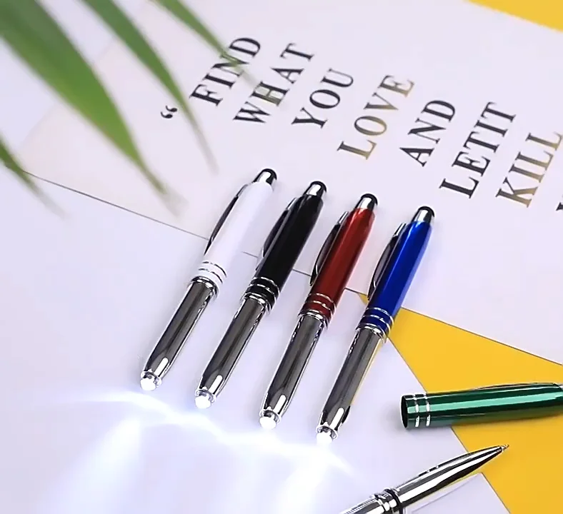 3 In 1 Led Ballpoint Pen Multifunctional Led Light Lighting Up Bright ...