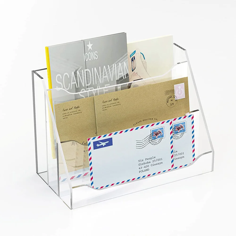 Acrylic Mail Letter Holder Clear Desktop Letter Organizer Acrylic ...