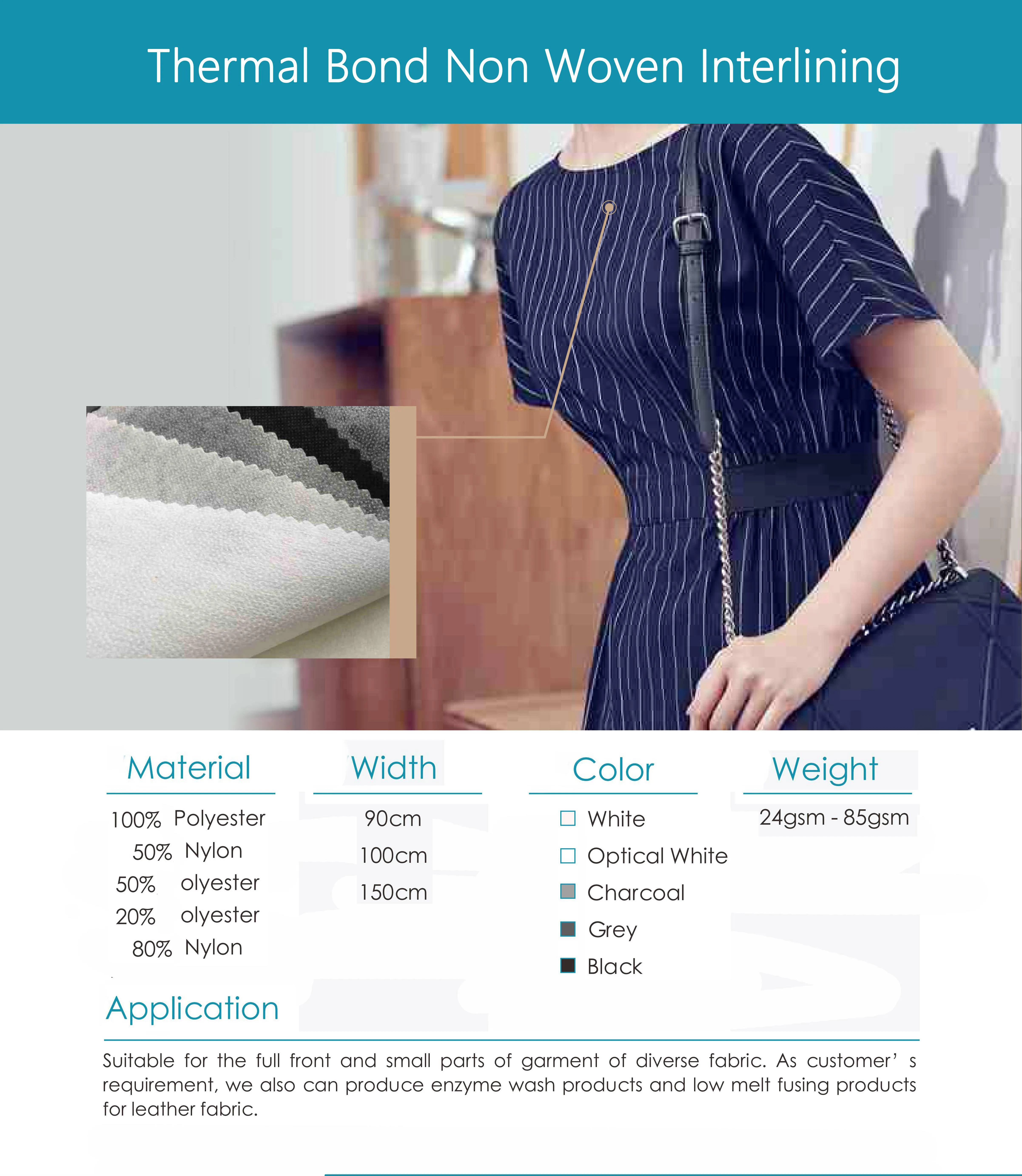 High Quality Thermal Bond Fusible Non Woven Interlining for Garment