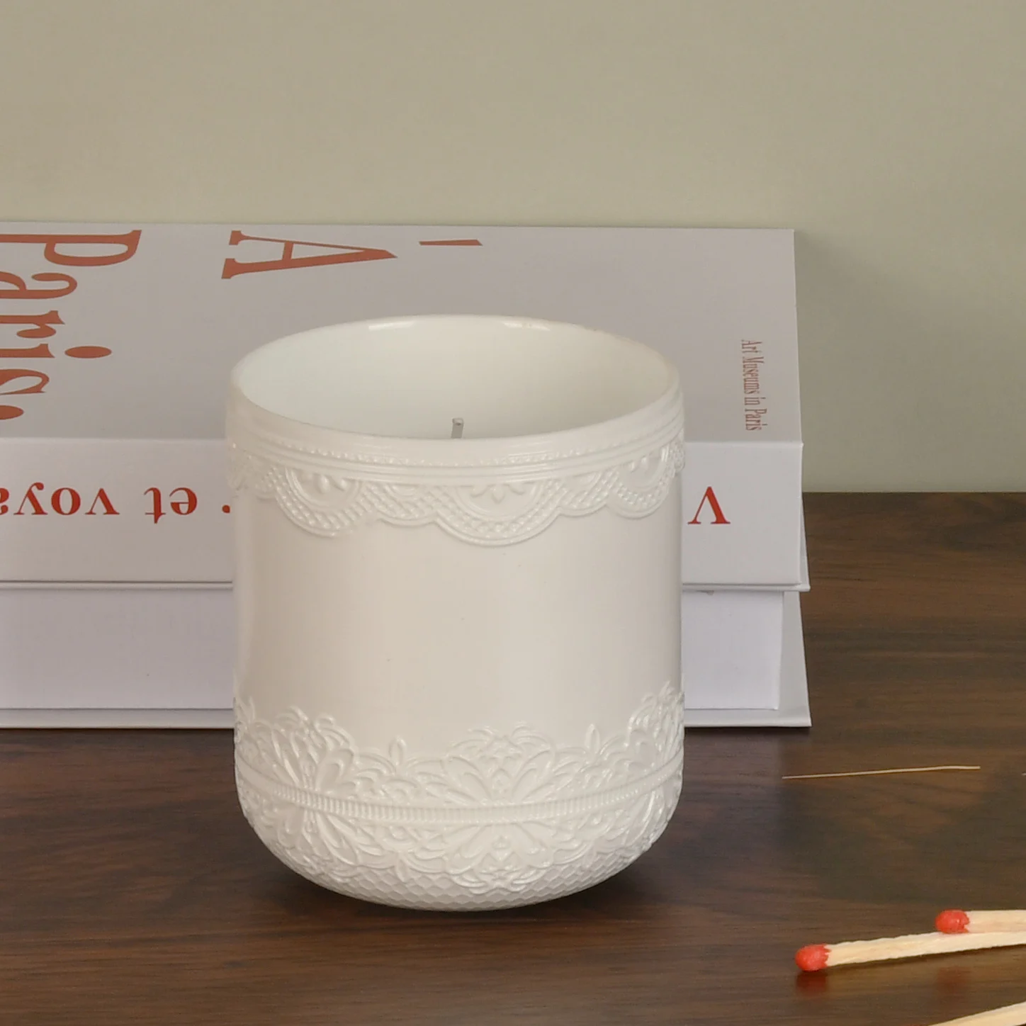Luxury Ceramic Candle Container Luxurious Floral Embossed Decorative ...