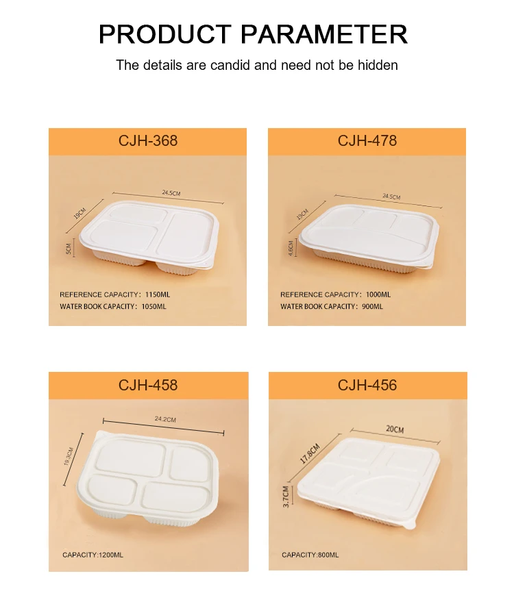 Eco Friendly 3 Compartment Bagasse Pulp Disposable Take Out To Go Food ...