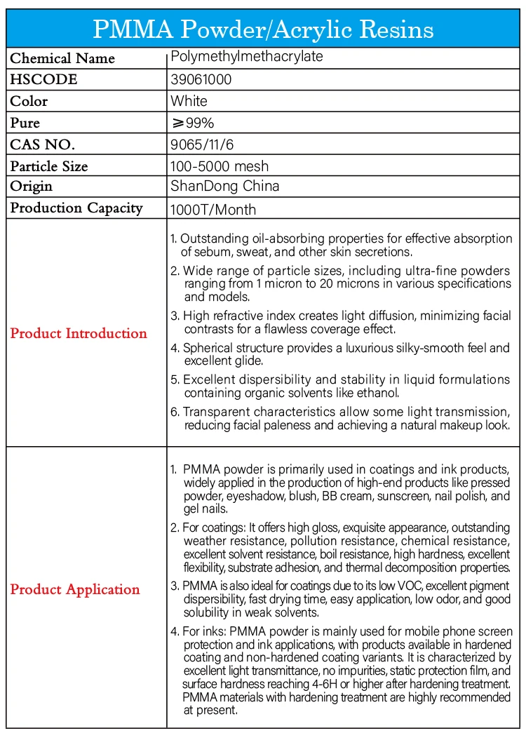 100-5000 Mesh PMMA Powder Acrylic Resins Powder for Coating Inks and ...