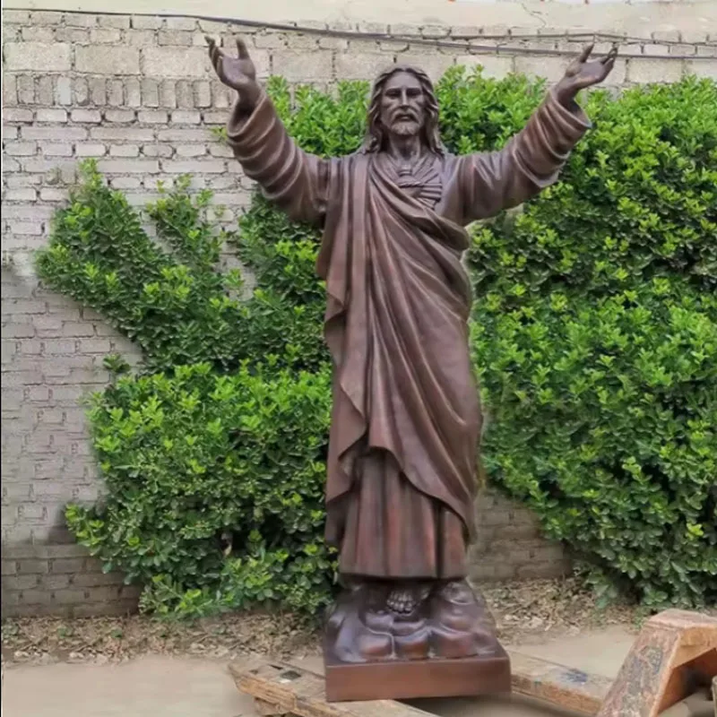 Life-Size Brass Jesus Carrying the Cross Statue - Metal Crafted Garden ...