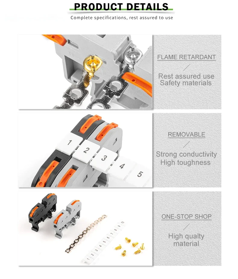 Din Rail 211 Quick Wiring Compact Splicing Terminal Block With Number ...