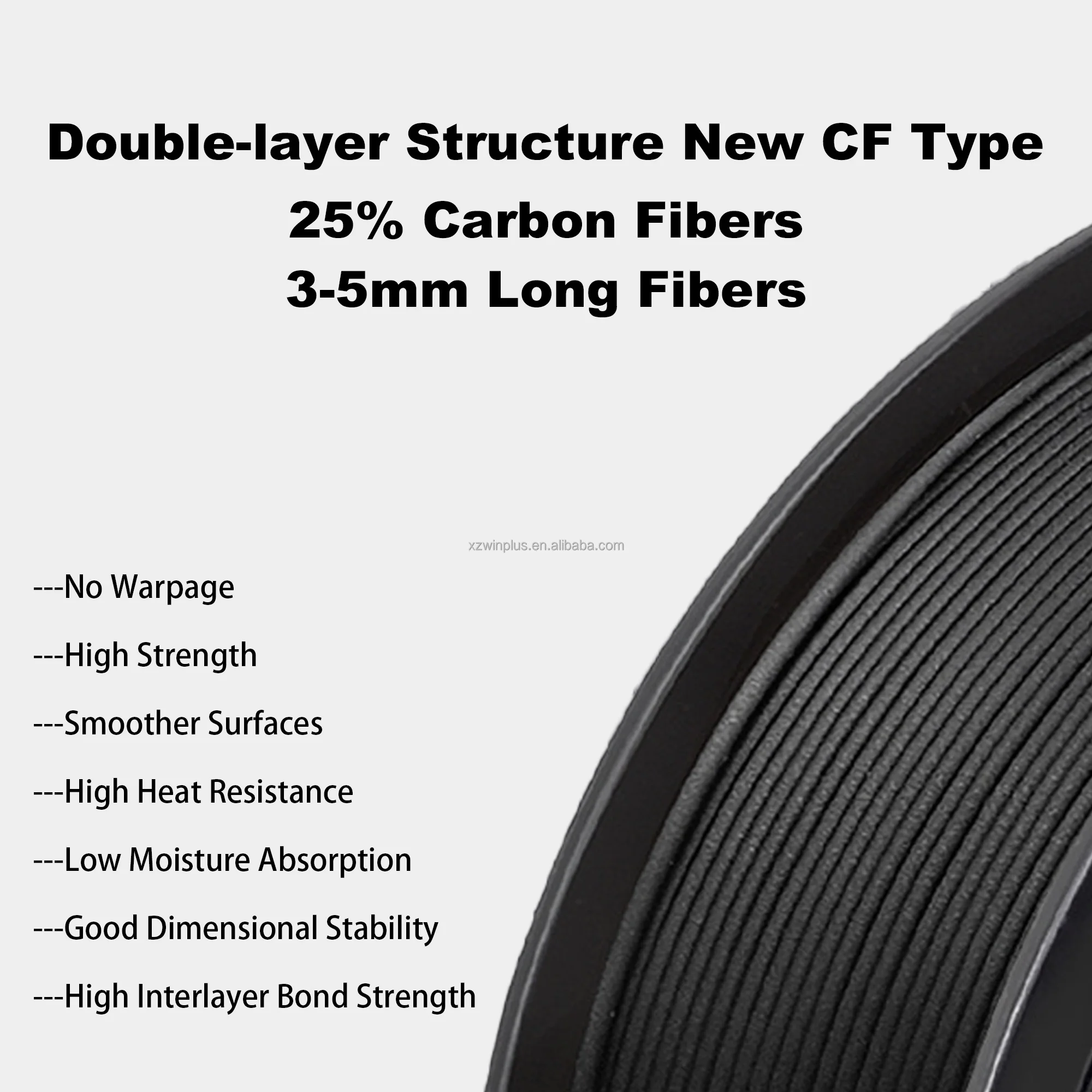 Winplu-s Pla Cf Carbon Fiber Pa12-cf Nylon Filament 1.75 Carbon Fiber ...