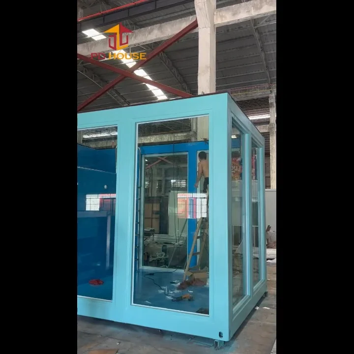 Steel Structure Mobile Outdoor Ground Visible Glass Container Diving ...