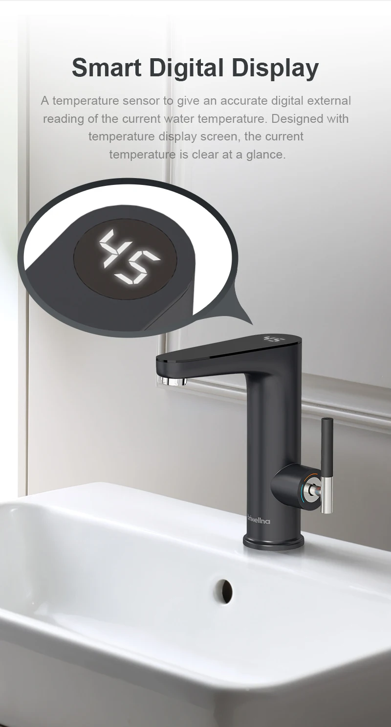 Briwellna 3.2kw Black Color Bathroom Instant Water Heater Faucet ...