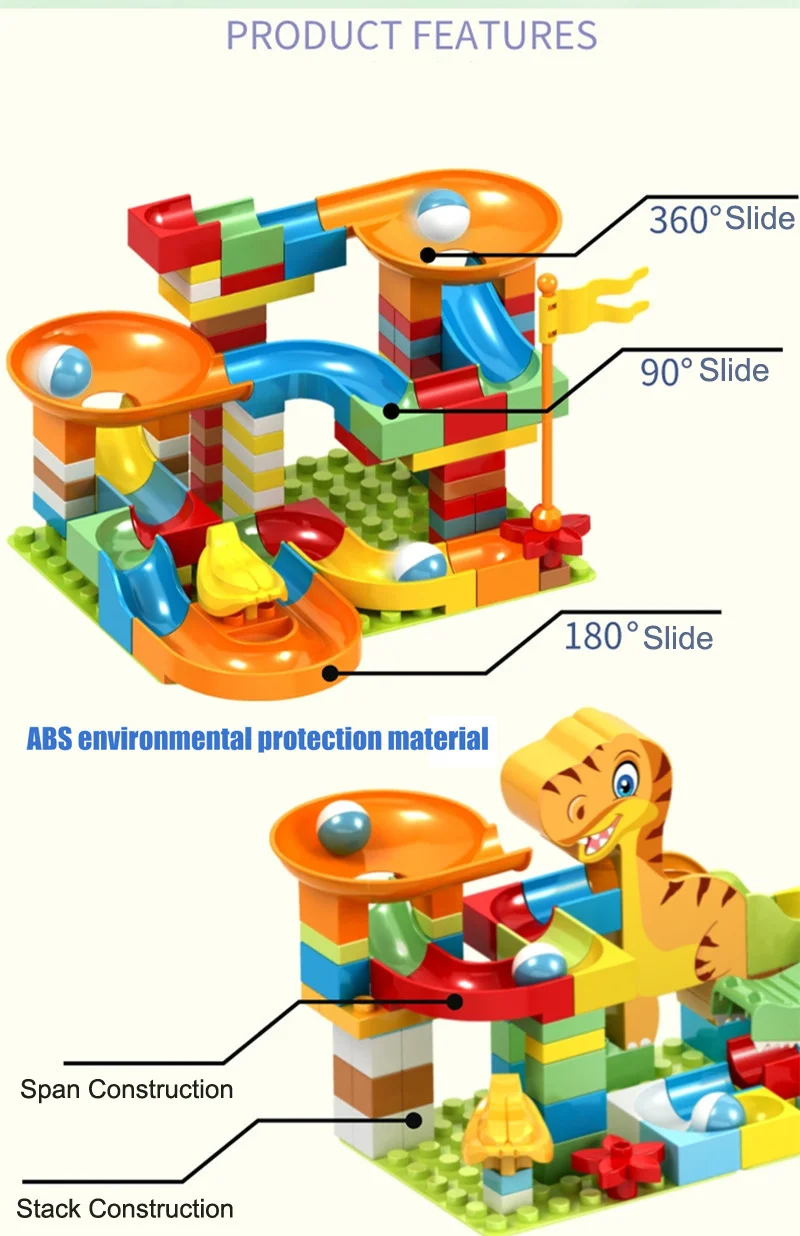 Big Size Marble Race Run Blocks Maze Ball Track Building Blocks Plastic ...