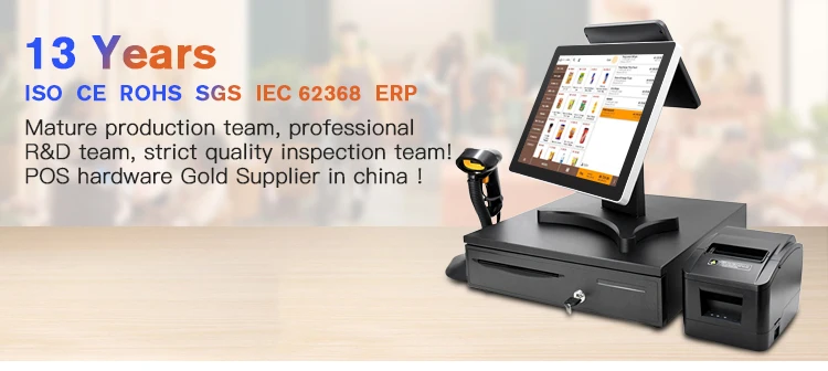 All in One Pos System Windows Computer 15+10 Inch Dual Touch Screen
