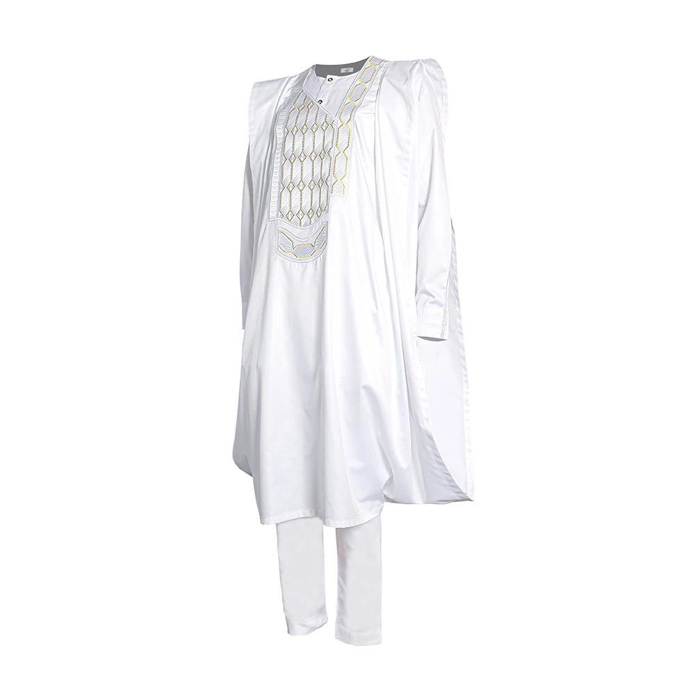 H&D White African Men's Traditional Wedding Attire 3PCS Set - Stylish ...