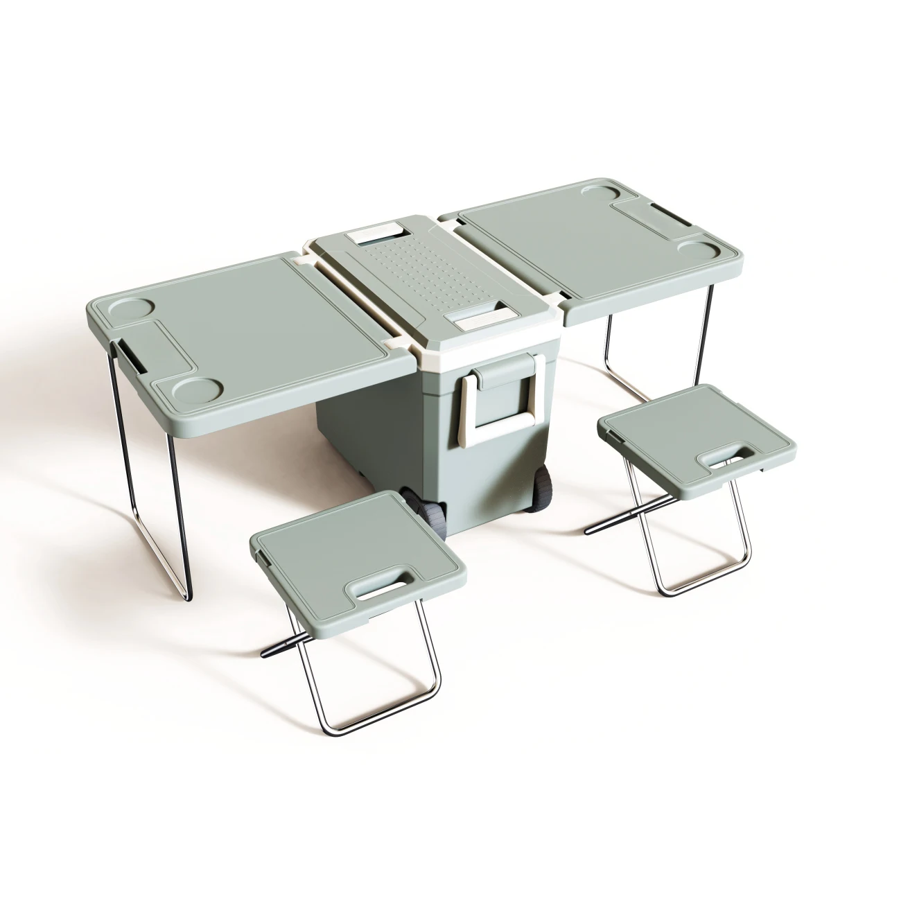 32l Wheeled Cooler Multi Function Camping Table Cooler Set Foldable ...