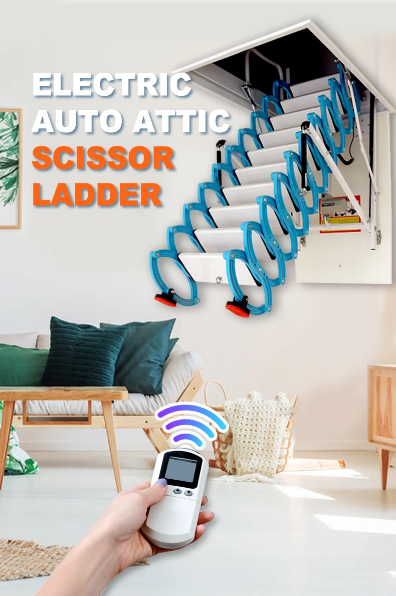 Titanium Electric Auto Attic Folding Ladder Indoor Loft Telescopic ...