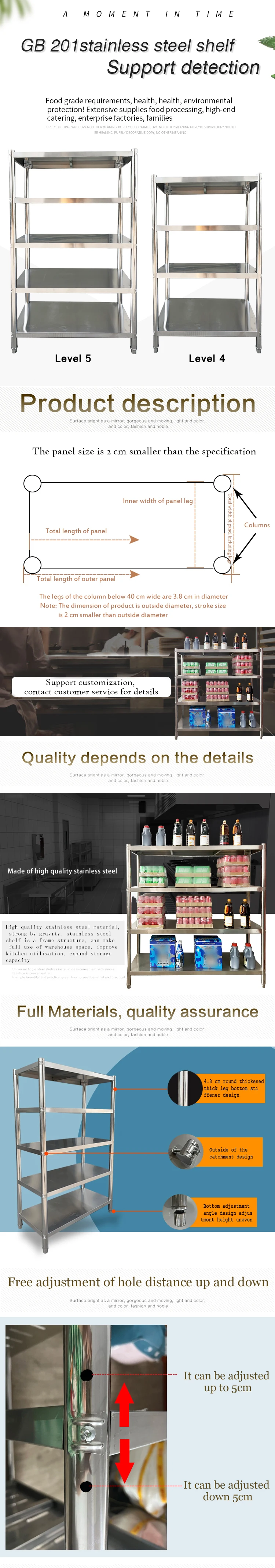 Long 150cm Wide 50cm High 155cm Four Level Kitchen Storage Shelf Solid Kitchen Dining Room ...