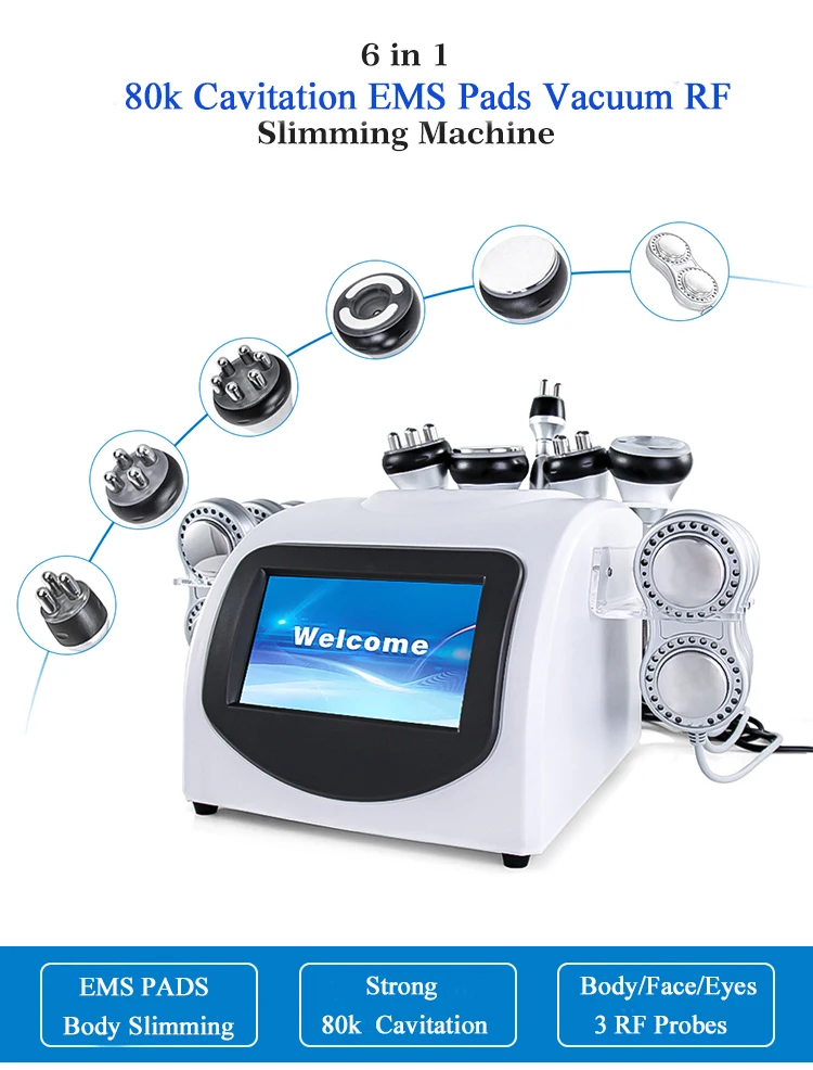 Portable 6 In 1 Lipo Rf 40k / 80k Cavitation Slimming Machine 80 K Ems ...