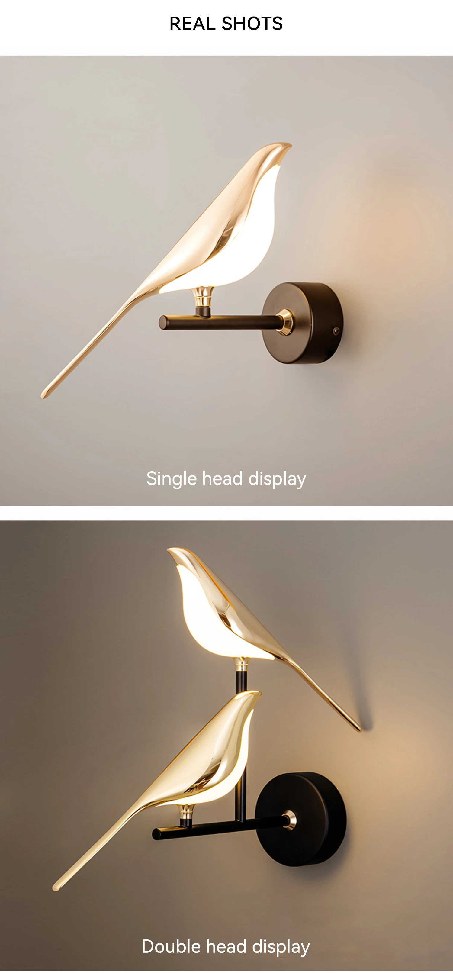 Modern Art Decor Acrylic Shade Led Birds Wall Lamp Bird Wall Mount For ...