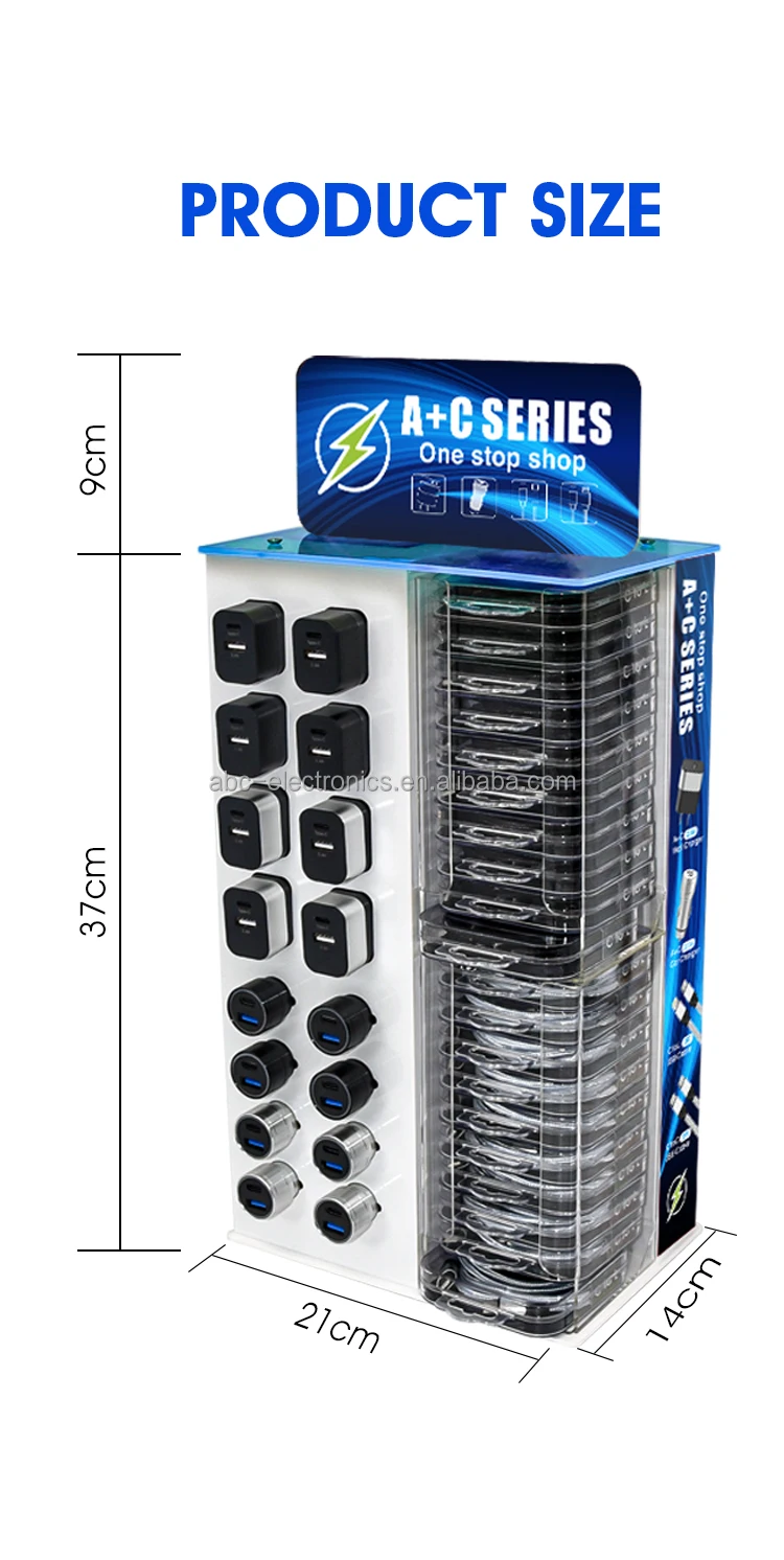 Mobile Phone Accessories Display Rack With Usb A Usb C Series Charging ...