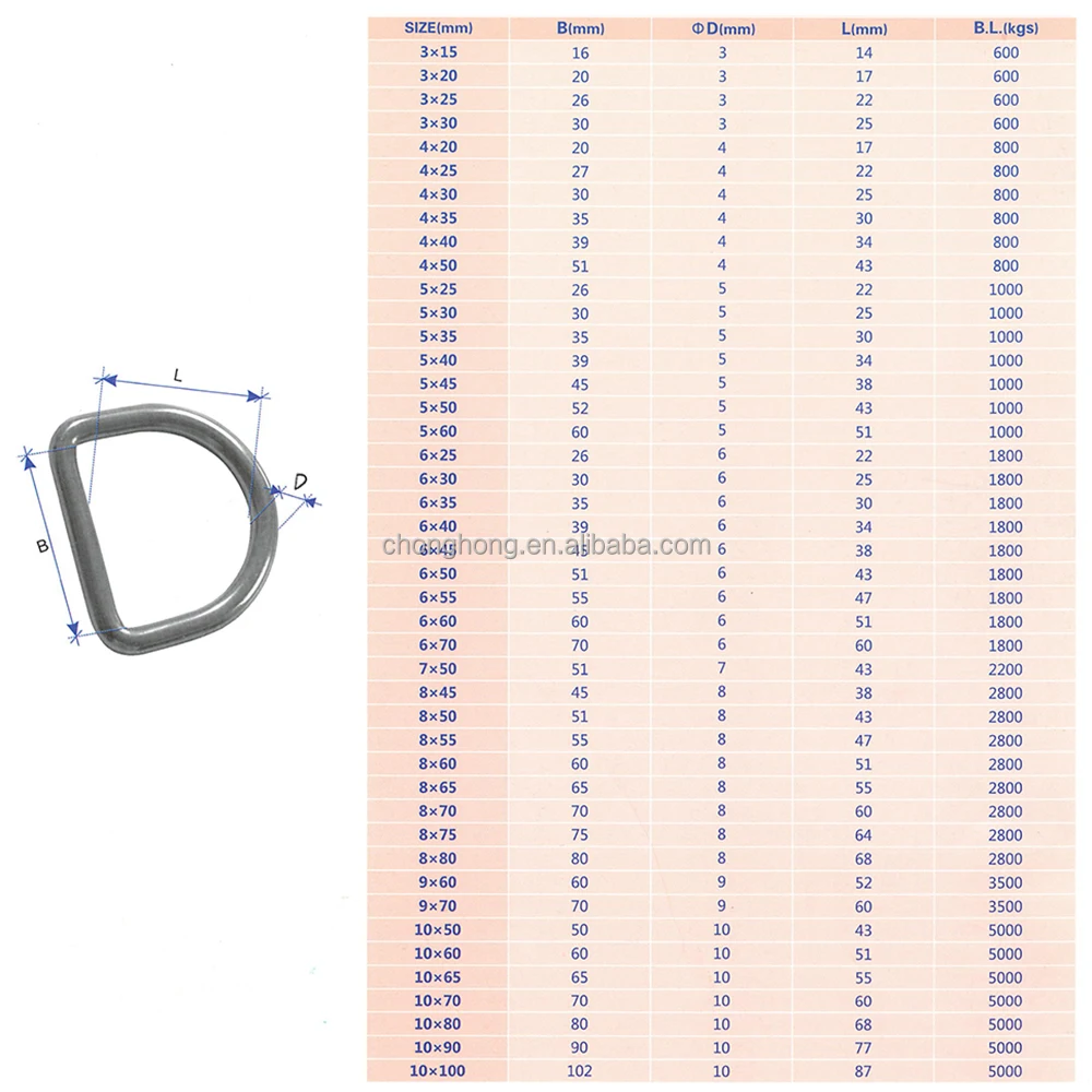 Stainless Steel Welded D Rings - 5mm x 50mm - OEM Available | Wholesale