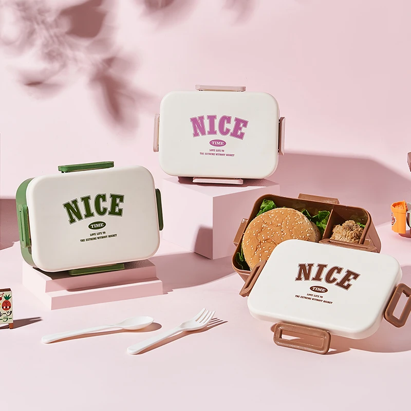 2024 New lunch box plastic food containers with Spoon and Fork BPA free ...