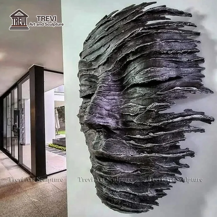 Modern Art Casting - Large Figure Face Statue Bronze Metal