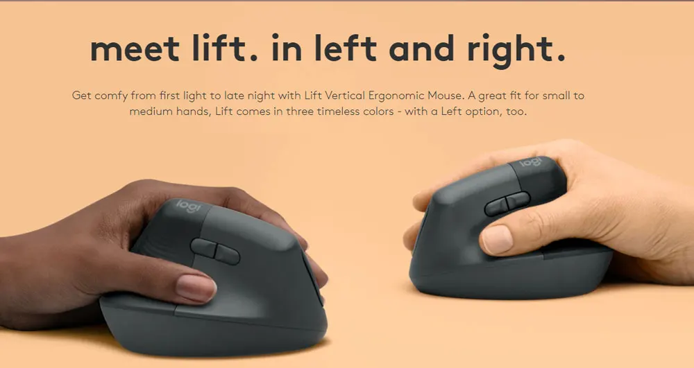 Logitech Lift Ergonomic Mouse - Ideal for Office & Gaming