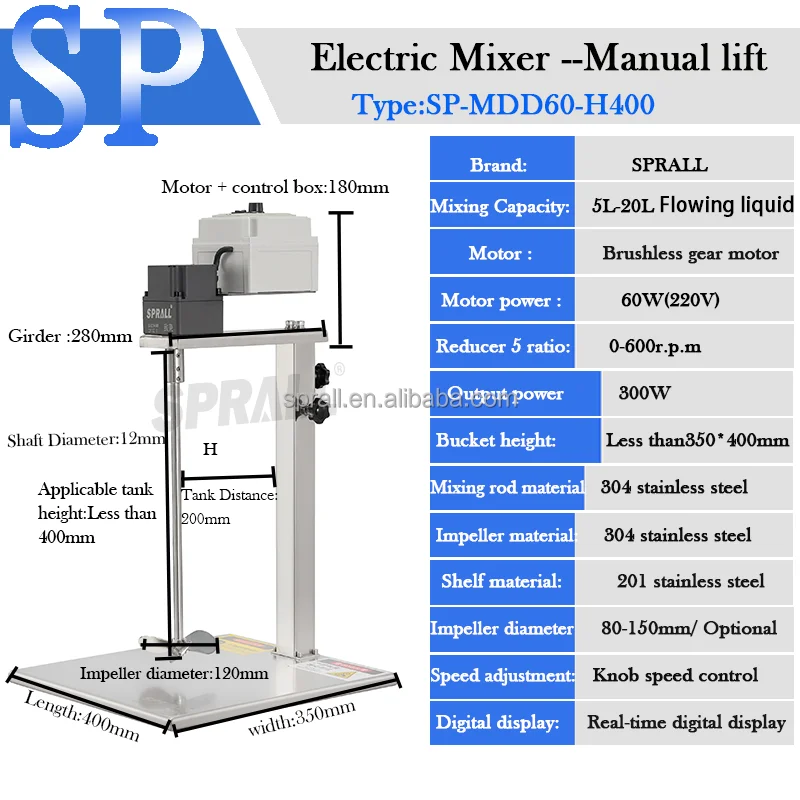 SPRALL High Energy Industrial Liquid Mixer - 1000L Capacity