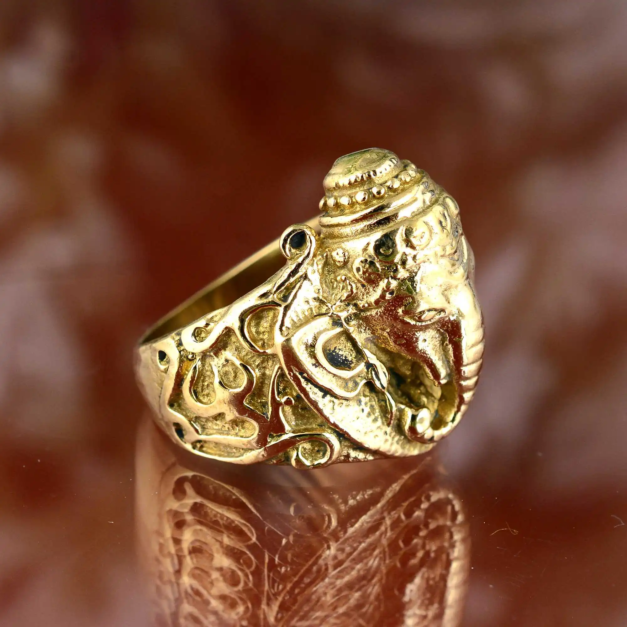Retro Personality Patron Saint Indian Ganesha Brass Ring Punk Hip Hop ...