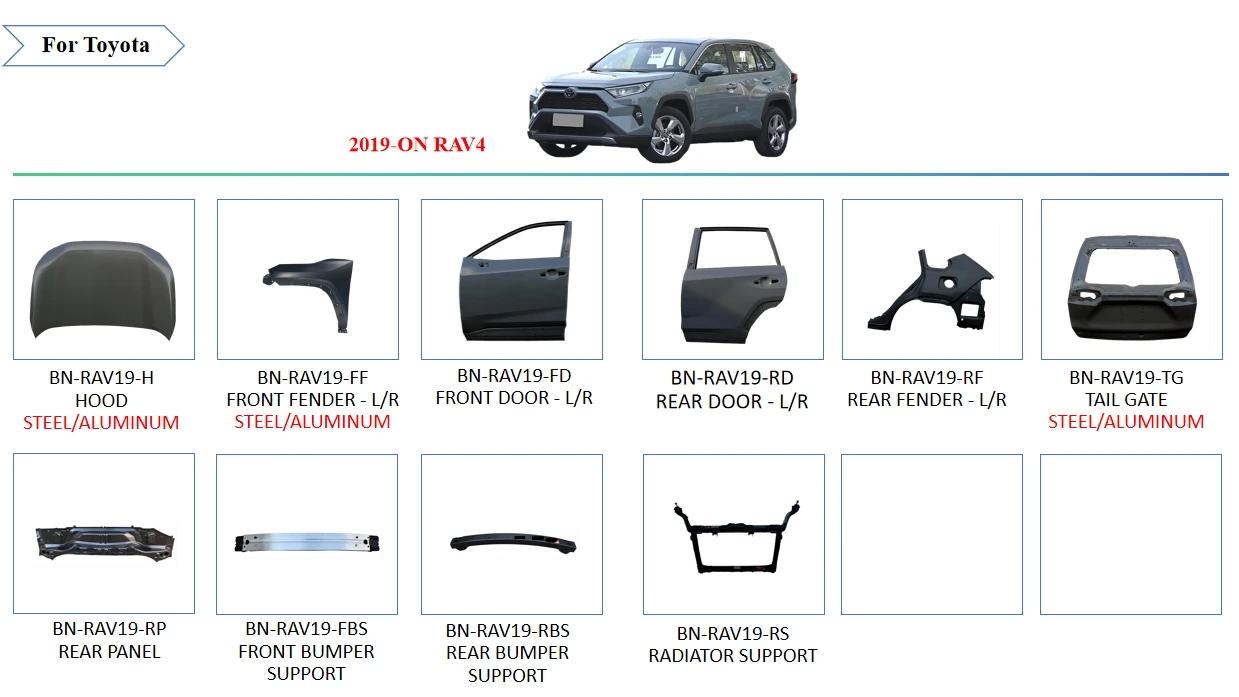 Bona Great Fitment Replaced Steel Car Rear Doors For Toyota Rav4 2019 ...