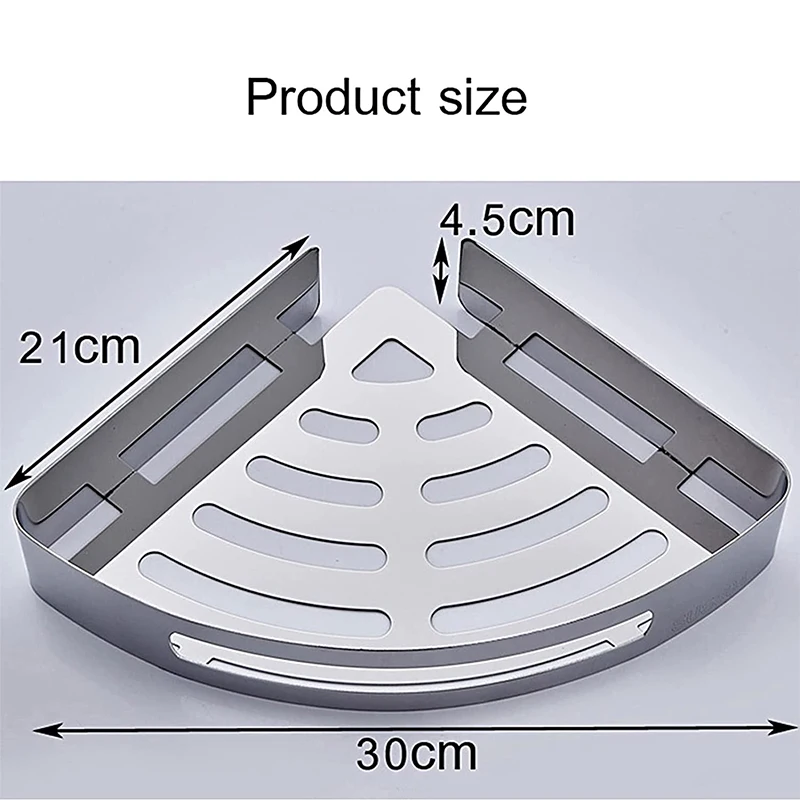 Wall Mounted Adhesive Corner Shower Shelf Caddy Rack Bathroom Corner ...