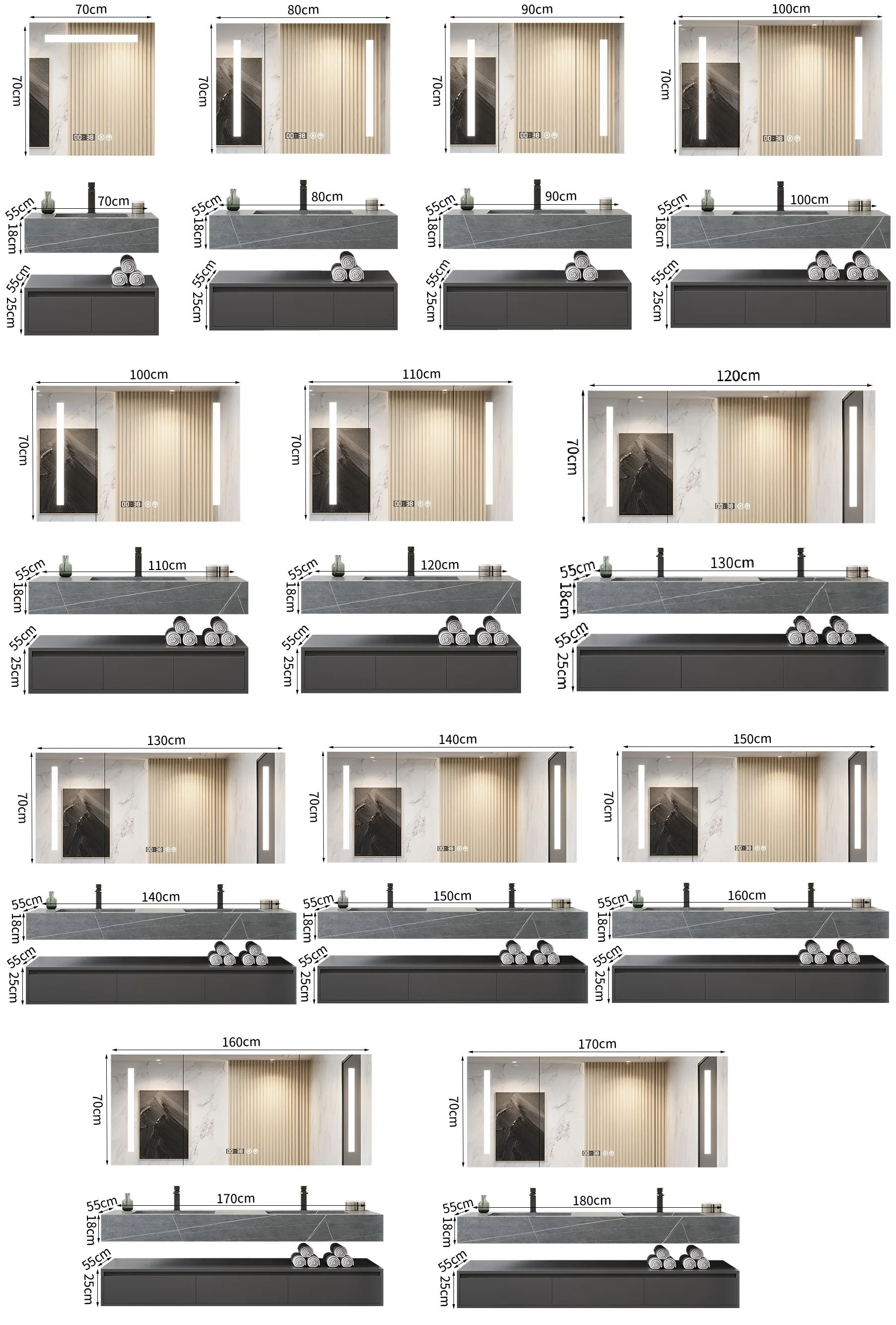 Wall Mounted Modern Luxury Hotel Bathroom Vanity Set With Sink And ...