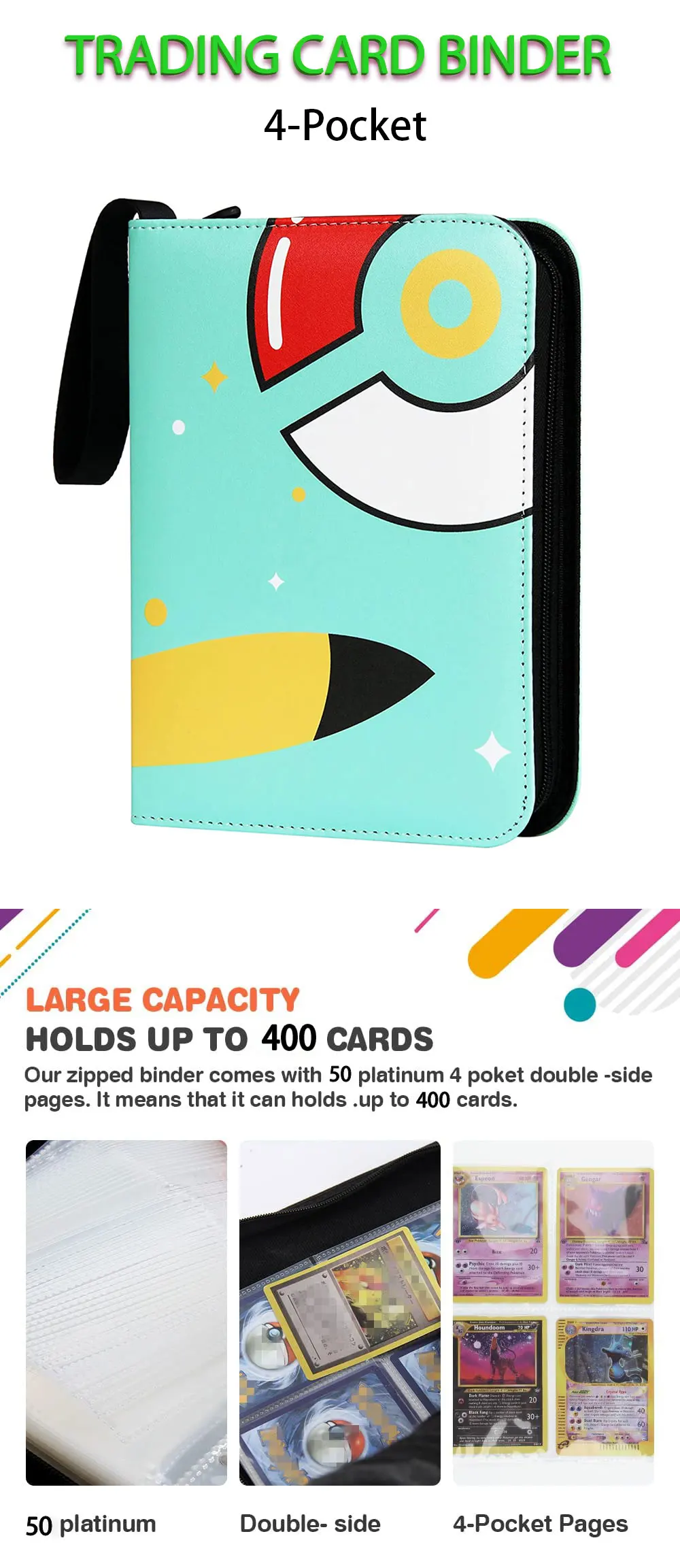 Pokemon Card Binder - 400 Pockets for Trading & Collecting