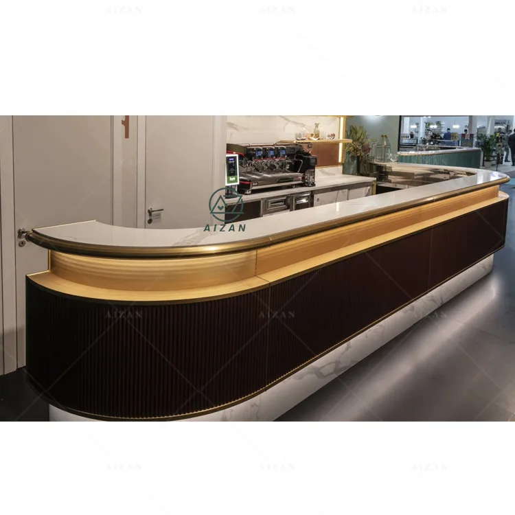 L Shape Curved Restaurant Cafe Coffee Shop Modern Bar Counter