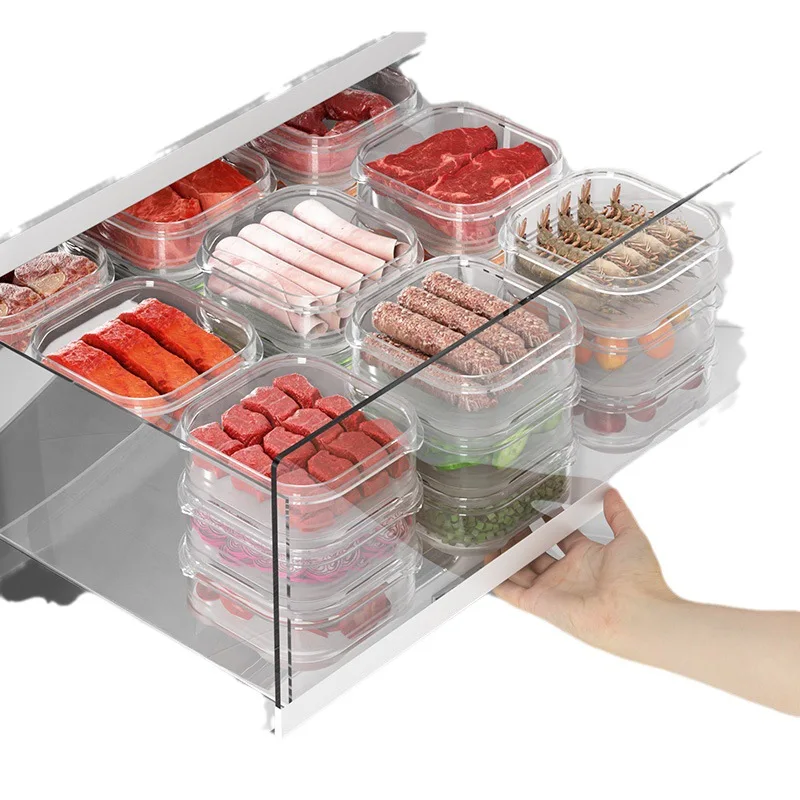 Clear Plastic Airtight Fridge Food Vegetable Organizer Kitchen Basket ...