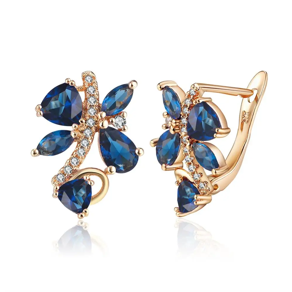 3a Grade Black Zircon Three Layers Gold-plated Fashion Earings Studs ...