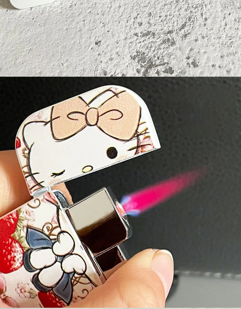 Wholesale Pink Flame Lady Hello Kitty Lighter Windproof Cartoon Cute ...