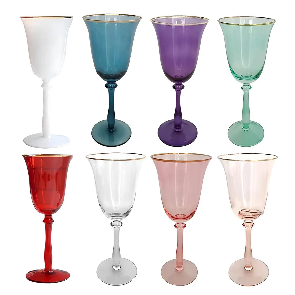 Set of 6 Colored Vintage Wine Goblet Glasses 8.5 oz Wedding Party ...