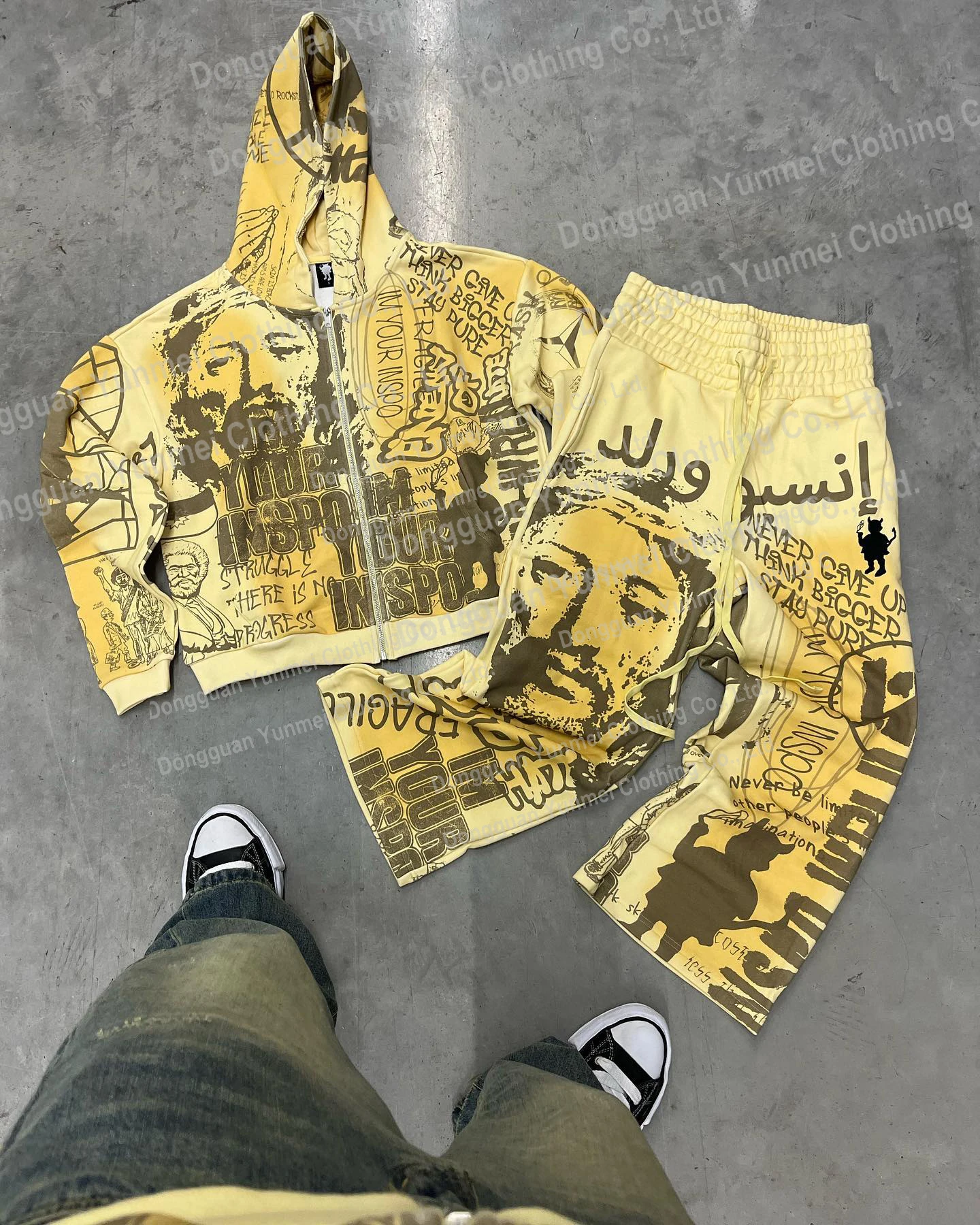 Plus Size Vintage Hoodie And Sweatpants Set Sweatsuit Custom Unisex ...